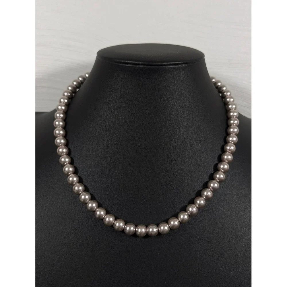Estate | Jewelry | Gray Glass Faux Pearl Necklace 7 Single Strand ...
